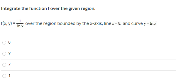 Solved Integrate the function f over the given region. 1 | Chegg.com