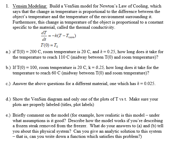 Solved 1. Vensim Modeling: Build a VenSim model for Newton's | Chegg.com