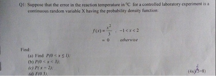 Solved Suppose that the error in the reaction temperature in | Chegg.com