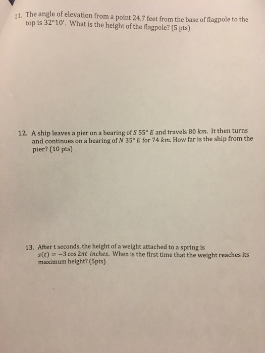 Solved Practice questions on trigonometry word problems- | Chegg.com