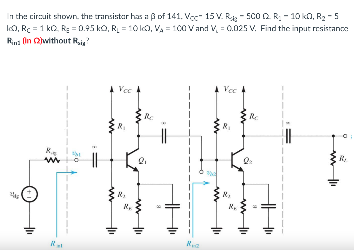 Solved In the circuit shown, the transistor has a β of | Chegg.com