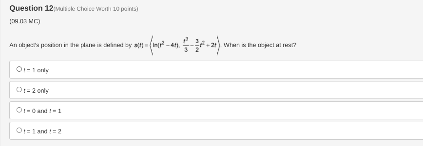Solved Question 9(Multiple Choice Worth 10 points) (10.10 | Chegg.com