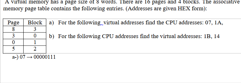 Solved A virtual memory has a page size of 8 words. There | Chegg.com