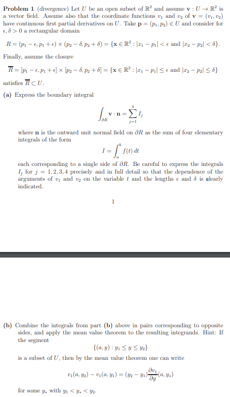 Solved Problem 1 (divergence) Let U be an open subset of R2 | Chegg.com