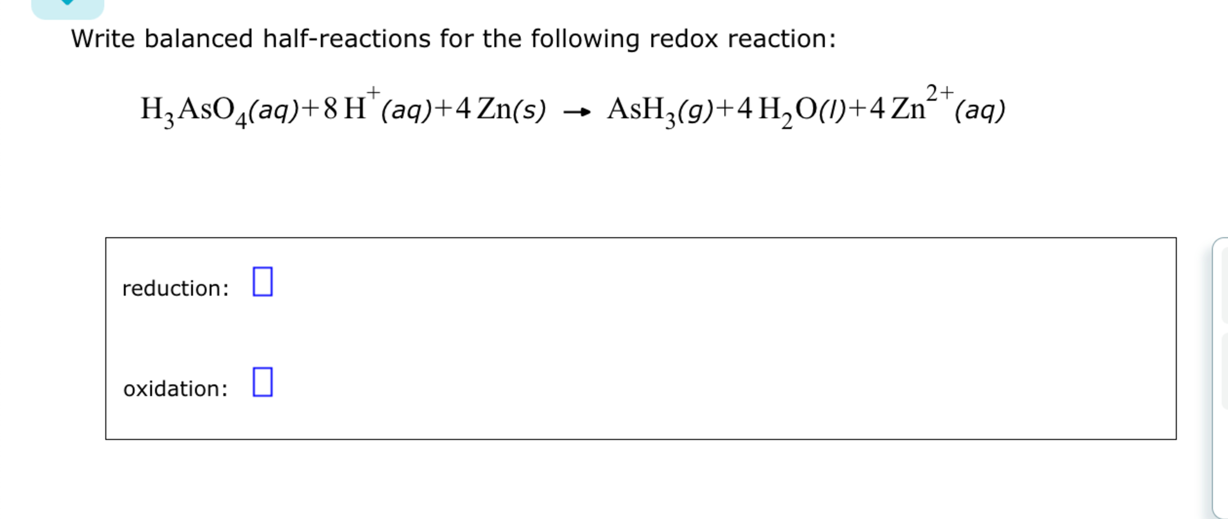Solved Write balanced half-reactions for the following redox | Chegg.com