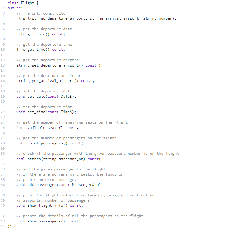 Solved Exercise 3 Class Flight (35 points) Implement in | Chegg.com