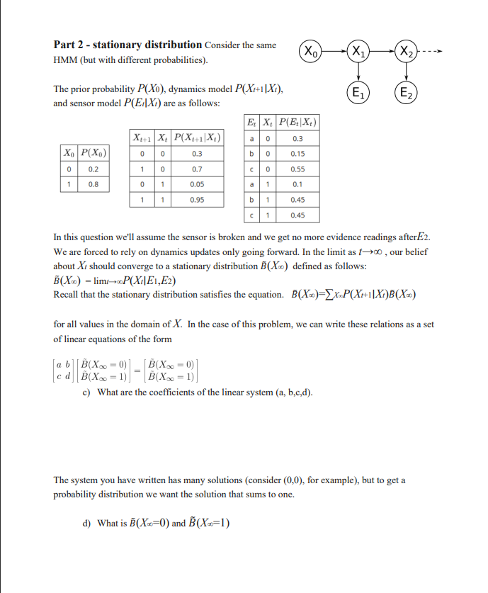 Solved Question 2: Hidden Markov Models [32 points] Part 1) | Chegg.com