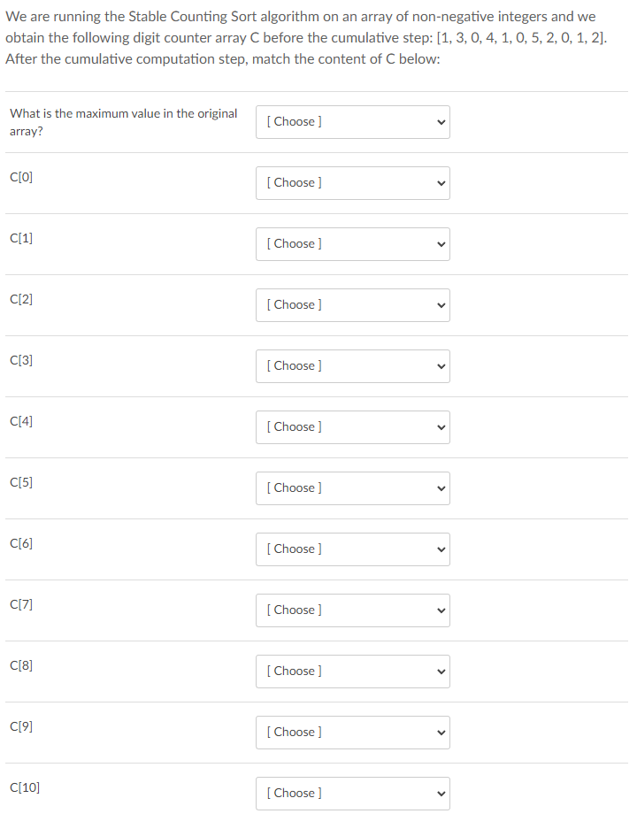 Solved We are running the Stable Counting Sort algorithm on | Chegg.com