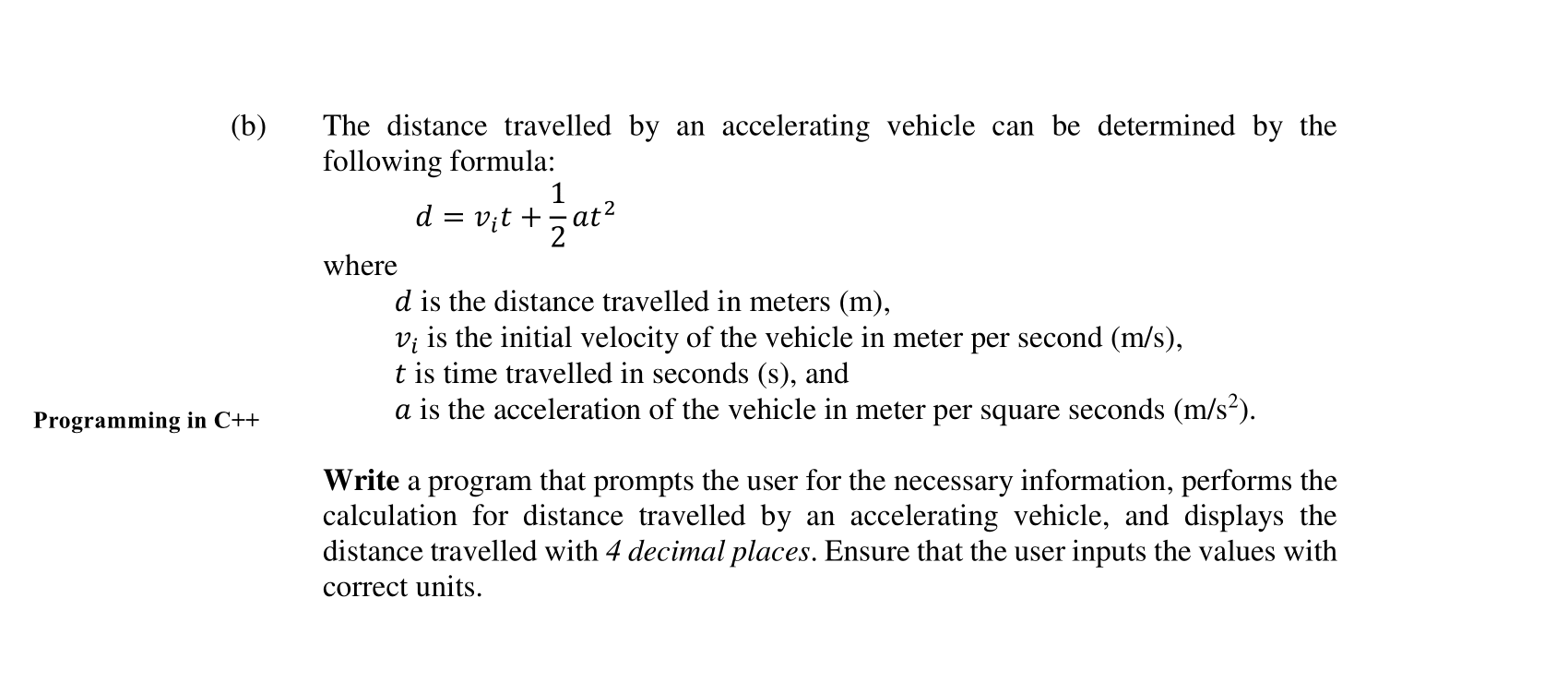 Solved (b) zat? The distance travelled by an accelerating | Chegg.com