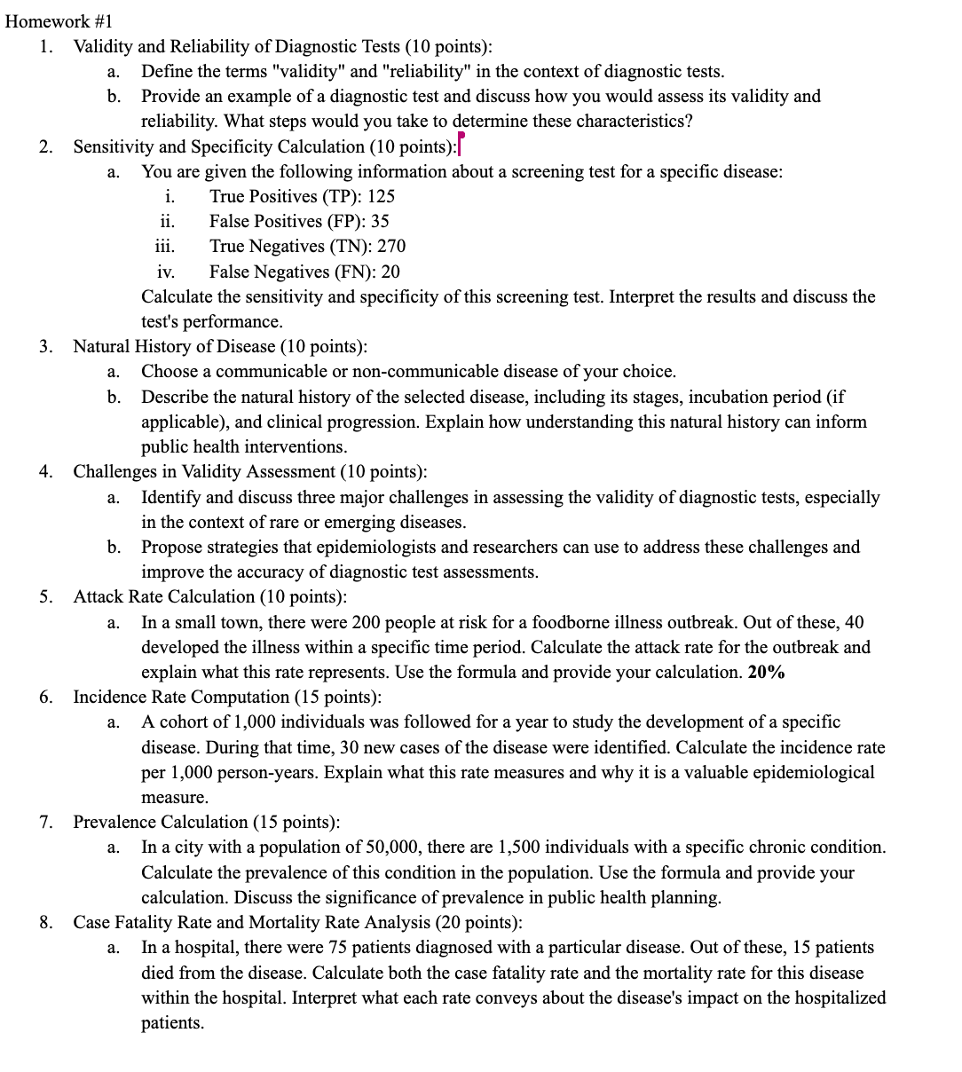Solved omework \#1 1. Validity and Reliability of Diagnostic | Chegg.com