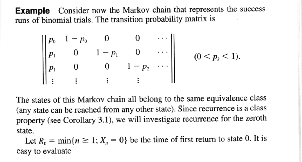 Example Consider now the Markov chain that represents | Chegg.com