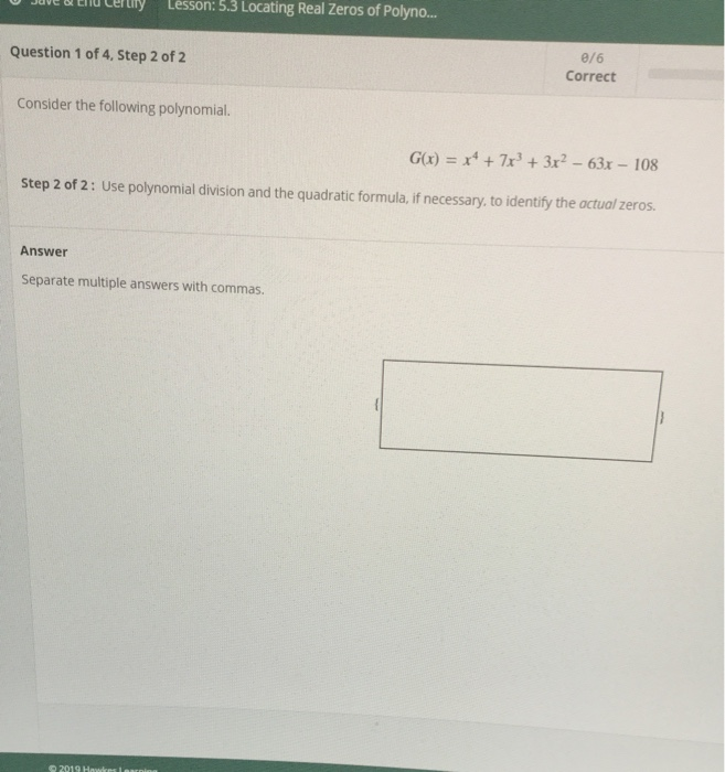 Solved Lesson: 5.3 Locating Real Zeros of Polyno... e/6 | Chegg.com