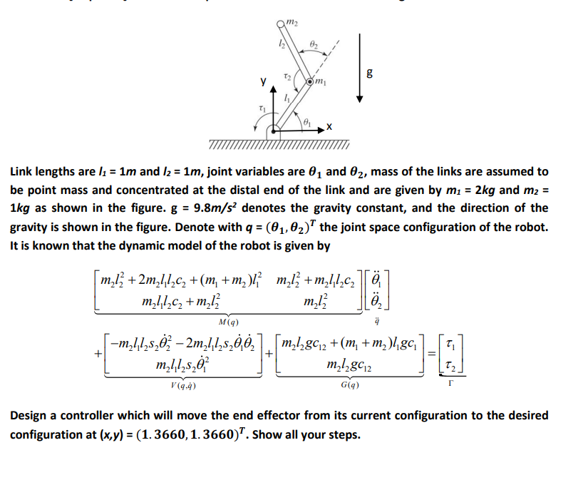 Consider the planar RR robot arm shown in the figure | Chegg.com
