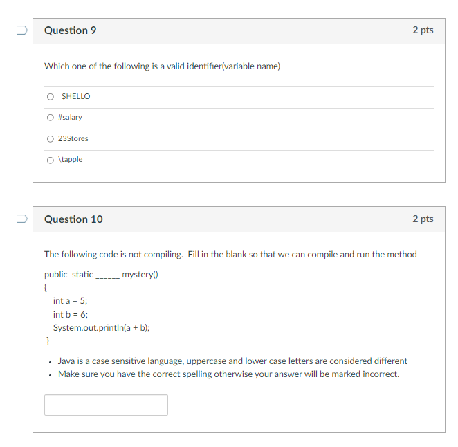 Solved Question 9 2 pts Which one of the following is a | Chegg.com