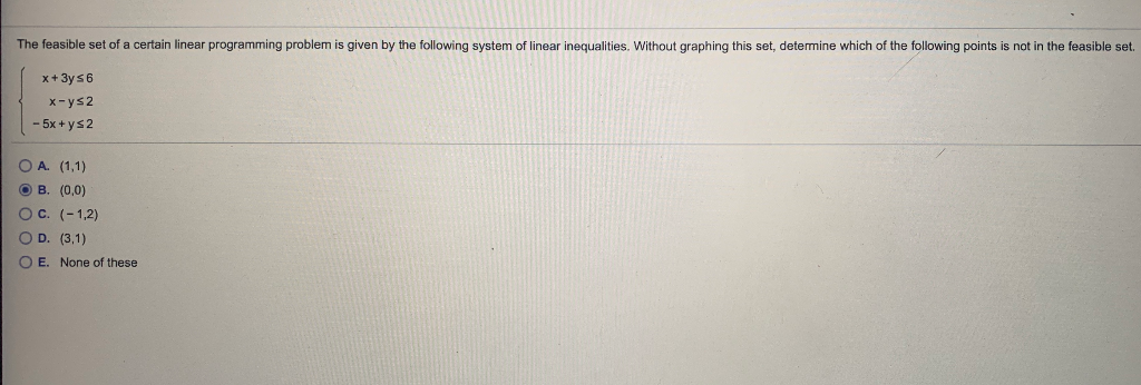 Solved The feasible set of a certain linear programming | Chegg.com