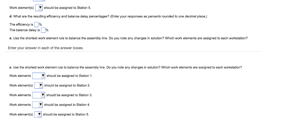 Use the longest work element rule to balance the | Chegg.com