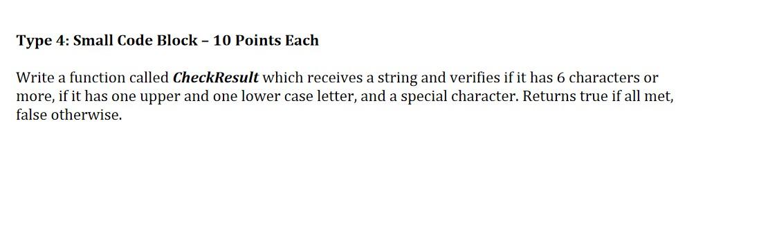 Solved Type 4: Small Code Block - 10 Points Each Write a | Chegg.com