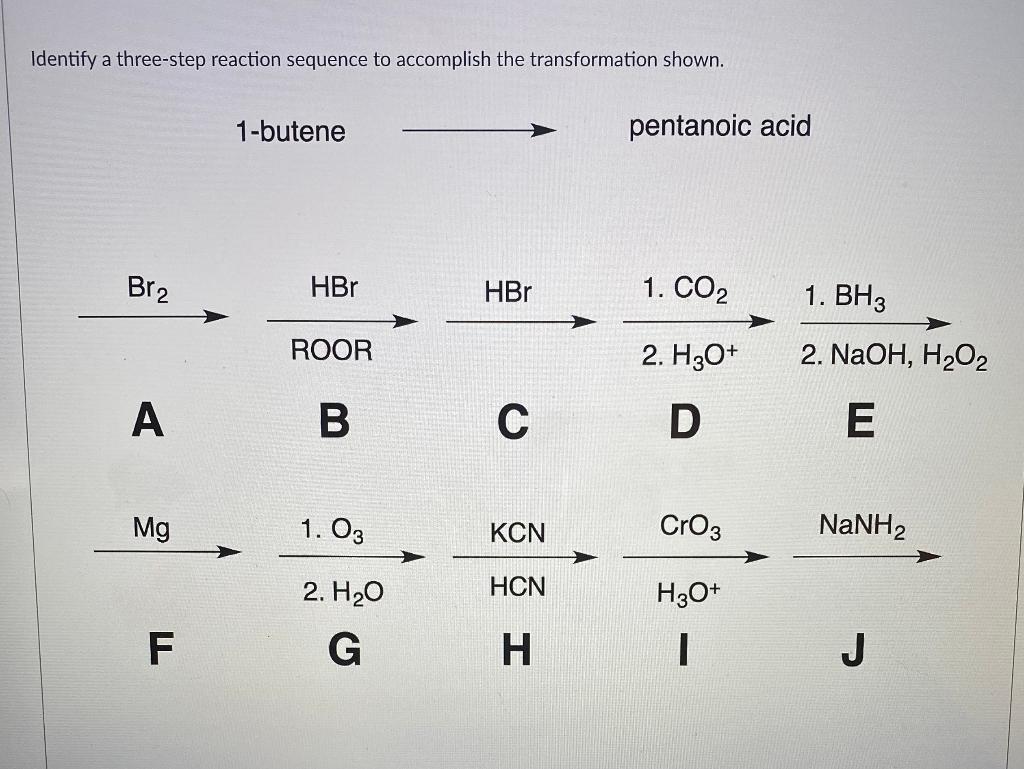 Solved Identify a three-step reaction sequence to accomplish | Chegg.com