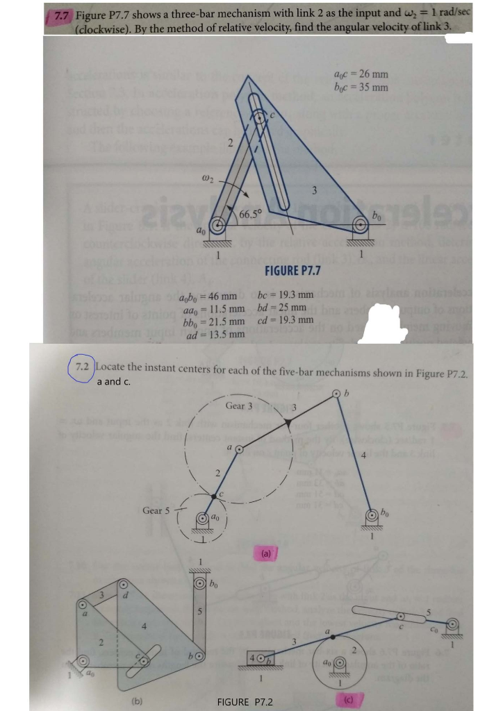 Solved 7.7 Figure P7.7 shows a three-bar mechanism with link | Chegg.com