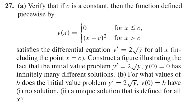 Solved 27. (a) Verify that if c is a constant, then the | Chegg.com