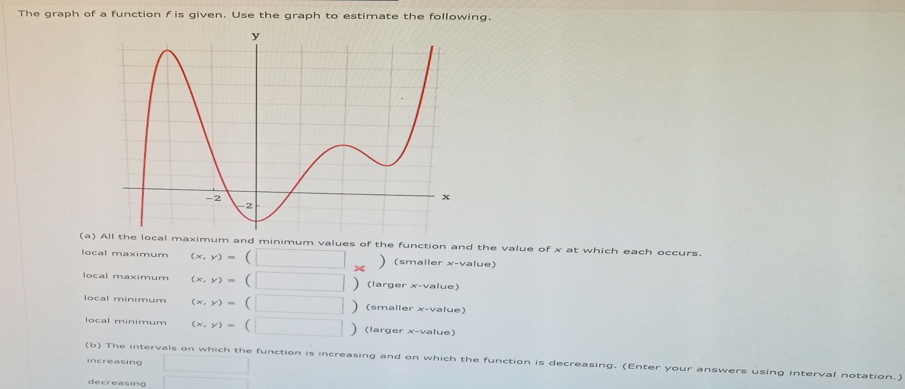 The graph of a function f is given. Use the graph to | Chegg.com