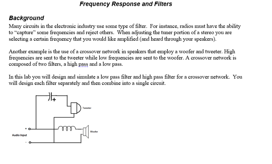 Solved Frequency Response and Filters Background Many | Chegg.com