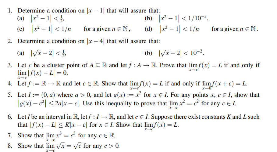 Solved a XC 1. Determine a condition on (x – 1 that will | Chegg.com
