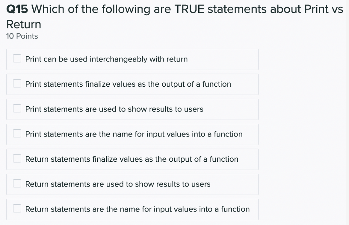 Solved Q15 Which of the following are TRUE statements about | Chegg.com