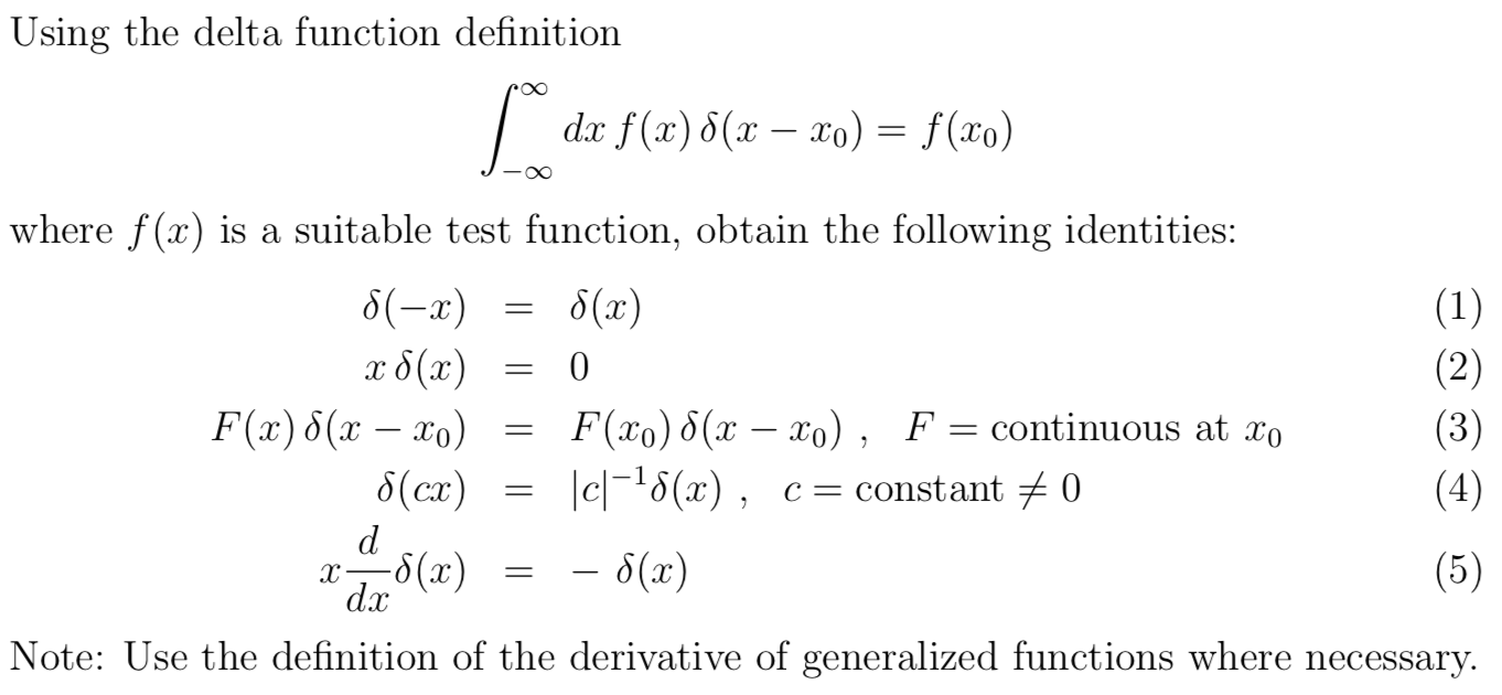 Solved Using the delta function definition dx f(x) (x – xo) | Chegg.com