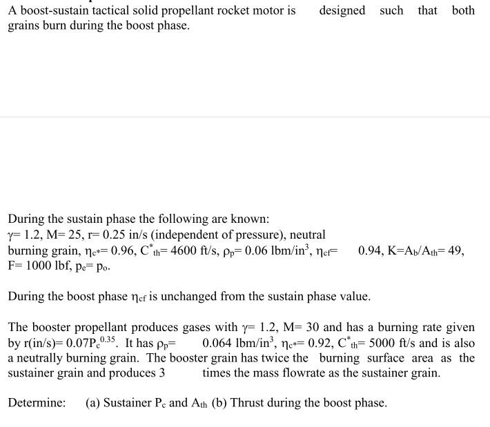 A boost-sustain tactical solid propellant rocket | Chegg.com