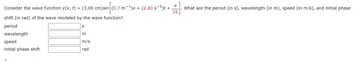 Solved Consider the wave function y(x,t)=(3.00 cm)sin[(0.7 | Chegg.com