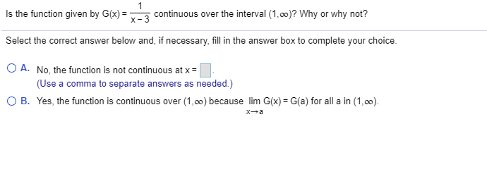 Solved Is the function given by G(x)= continuous over the | Chegg.com