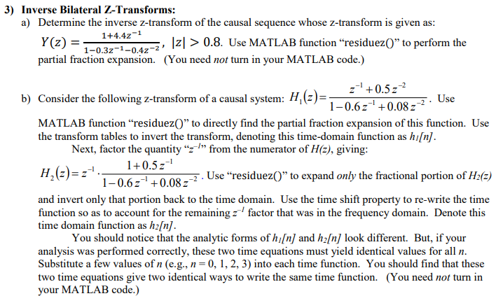 Solved 3) Inverse Bilateral Z-Transforms: a) Determine the | Chegg.com