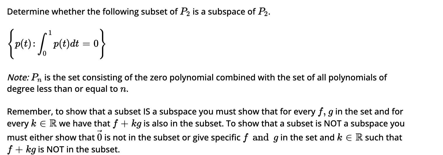 Solved Determine whether the following subset of P2 is a | Chegg.com