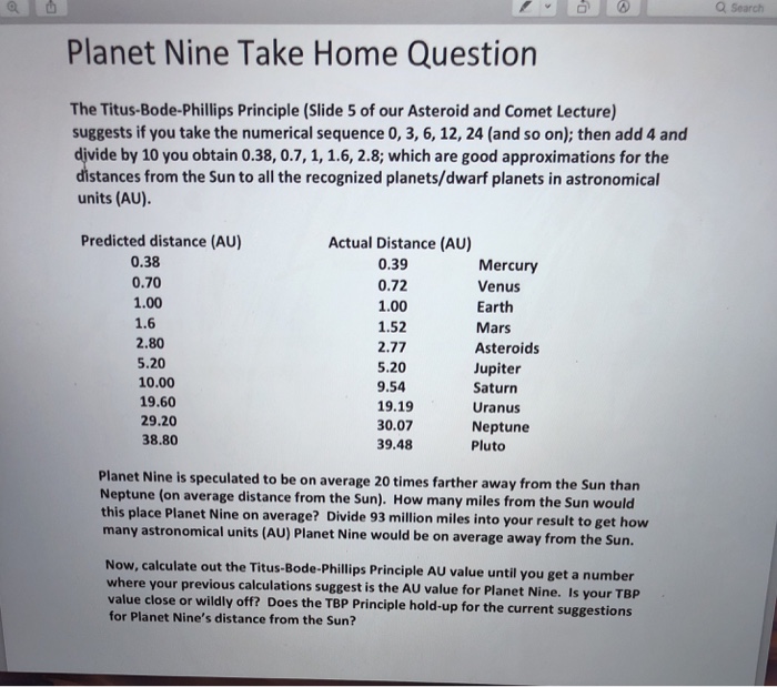 Solved Q Search Planet Nine Take Home Question The | Chegg.com