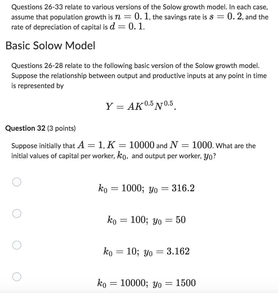 Solved Questions 26−33 relate to various versions of the | Chegg.com