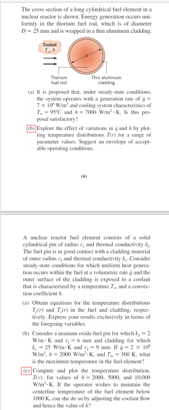Solved The cross section of a long cylindrical fuel element | Chegg.com