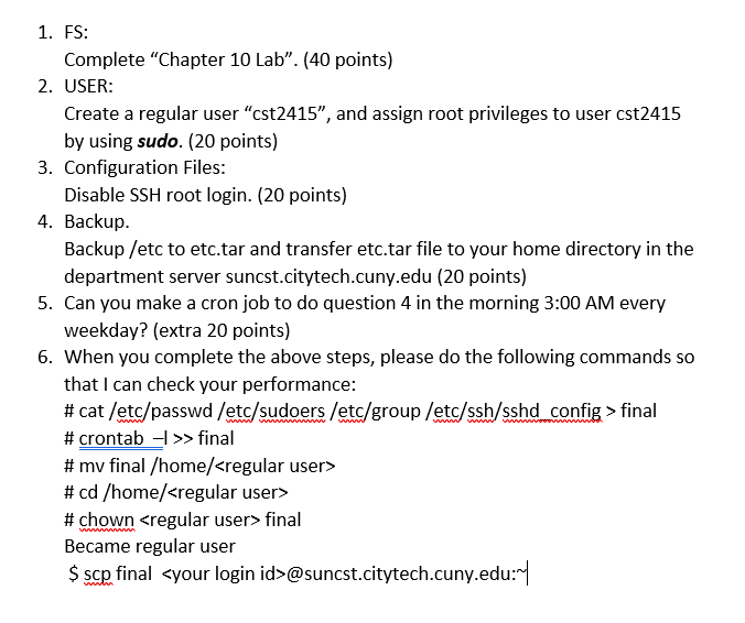 Solved 1. FS: Complete "Chapter 10 Lab". (40 points) 2. | Chegg.com