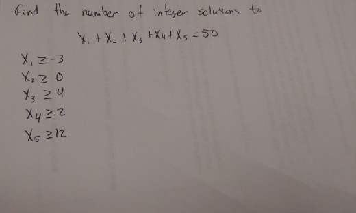 Solved Find the number of integer solutions to X1 +X2 +X3 | Chegg.com