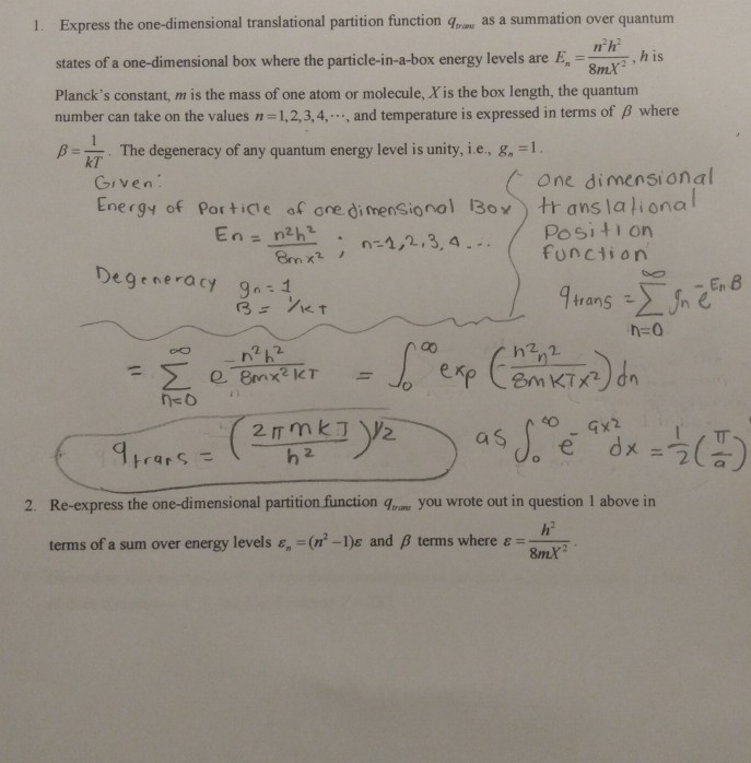 Solved 1. Express the one-dimensional translational | Chegg.com