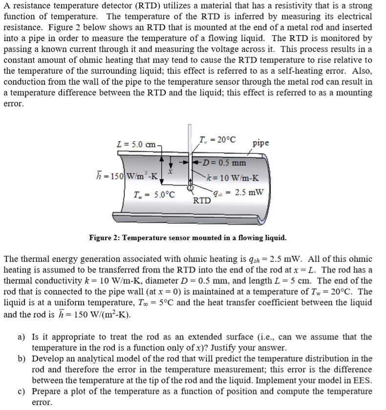 A resistance temperature detector (RTD) utilizes a | Chegg.com