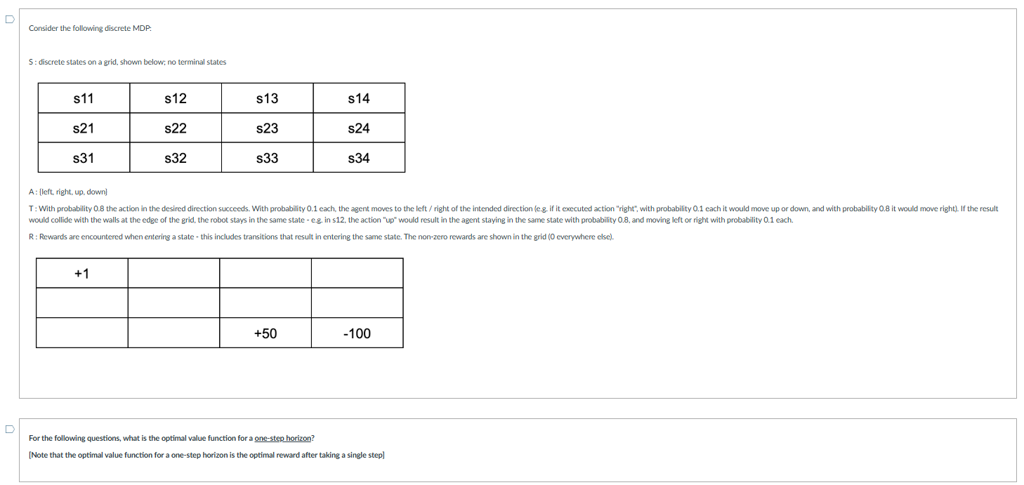 Solved Consider the following discrete MDP:S: discrete | Chegg.com