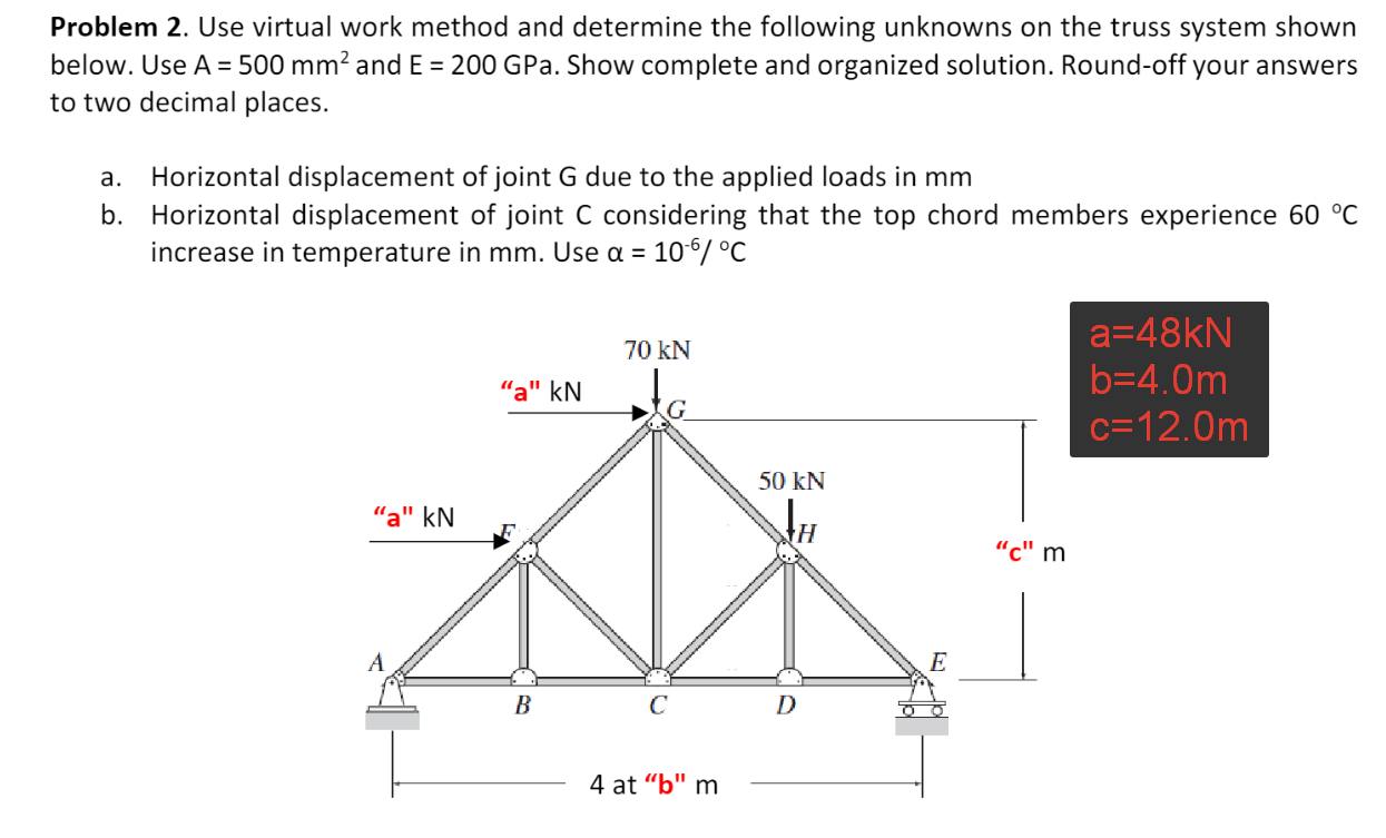 [Solved]: Problem 2. Use virtual work method and determine