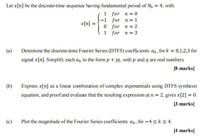 Solved Let x[n] be the discrete-time sequence having | Chegg.com