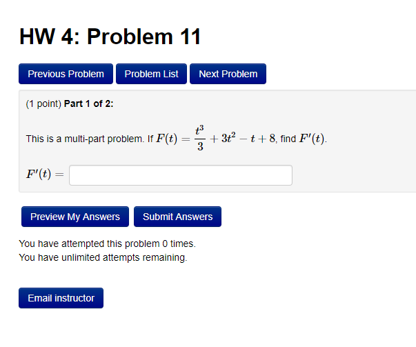 Solved HW 4: Problem 11 Previous Problem Problem List Next | Chegg.com