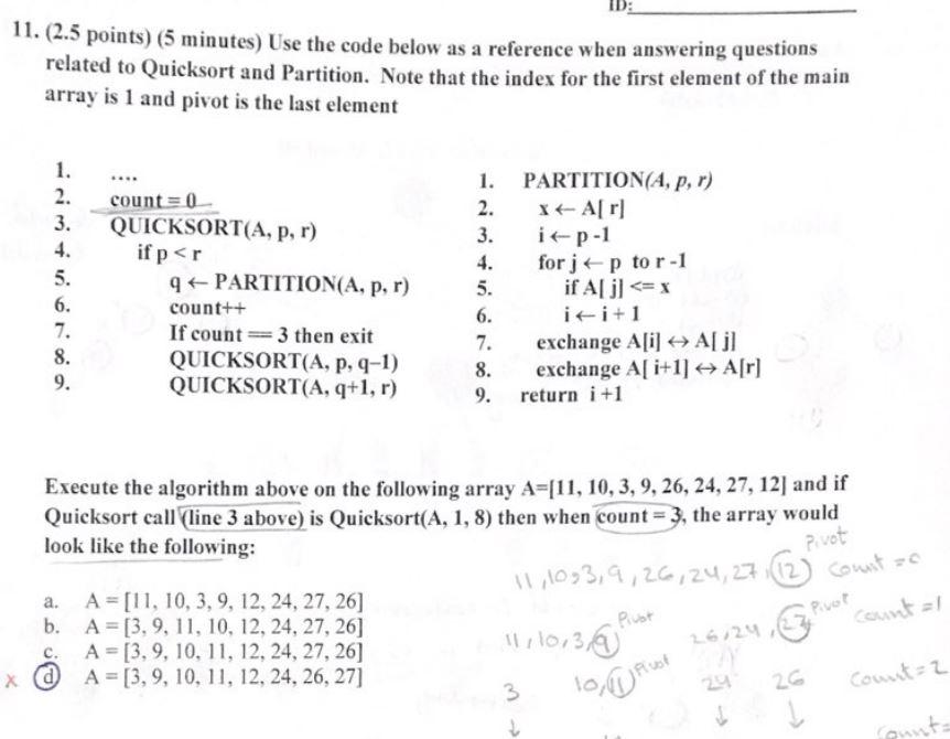 Solved 1. (2.5 points) (5 minutes) Use the code below as a | Chegg.com