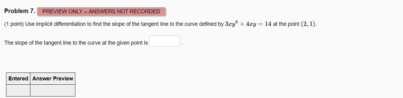 Solved Problem 7. PREVIEW ONLY -- ANSWERS NOT RECORDED (1 | Chegg.com