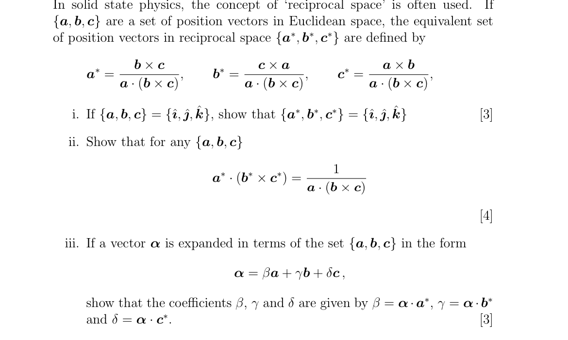 Solved In solid state physics, the concept of 'reciprocal | Chegg.com
