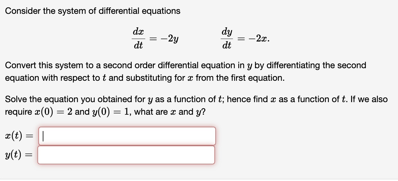 Consider the system of differential equations | Chegg.com