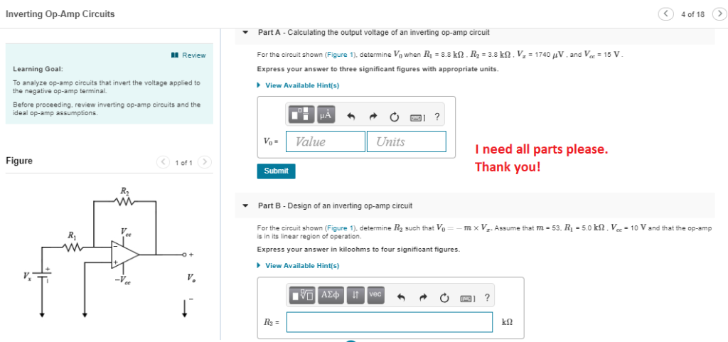 Solved Inverting Op-Amp Circuits Part A-Calculating the | Chegg.com